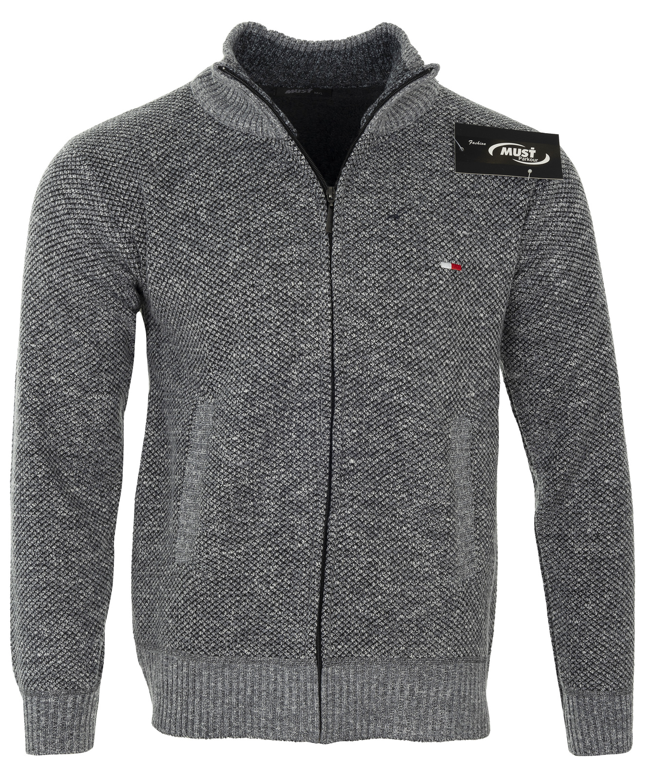 Sweter męski rozpinany jasno-szary melanż ocieplany półgolf | Sklep ...